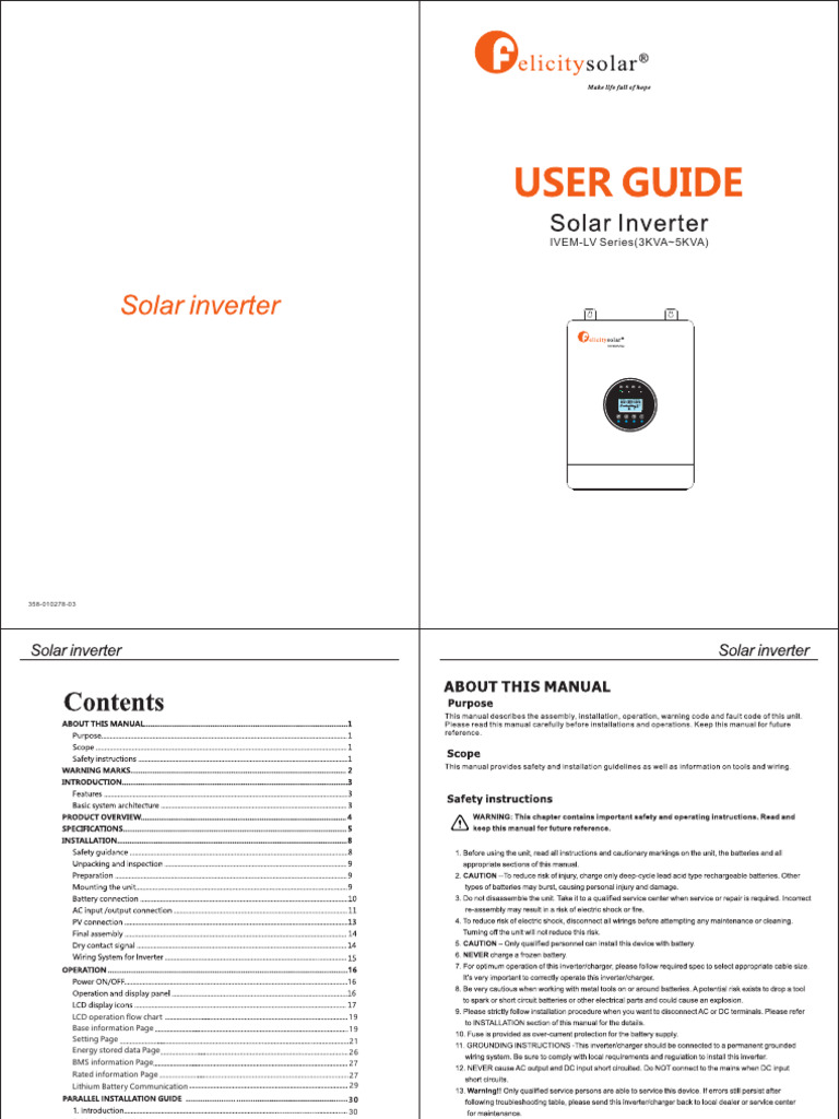 IVEM5048-LV Inverter Manual Guide | PDF | Direct Current | Power Inverter
