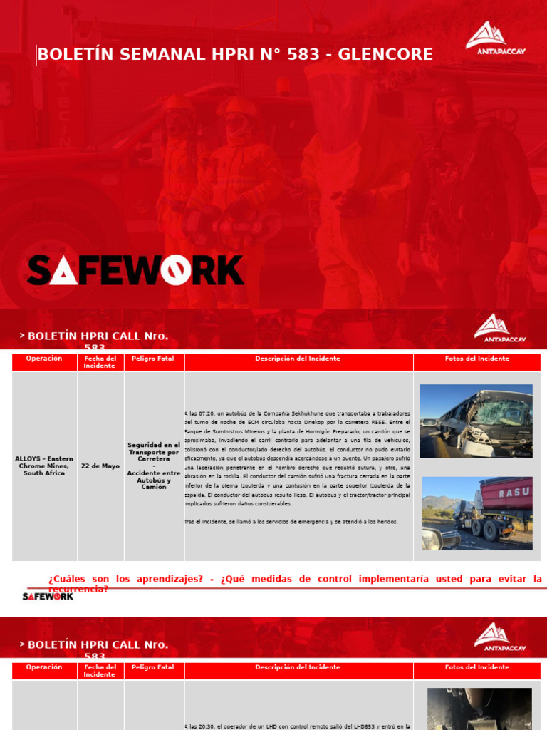 Boletin HPRI CALL 583 - RVR | PDF | Minería | Autobús
