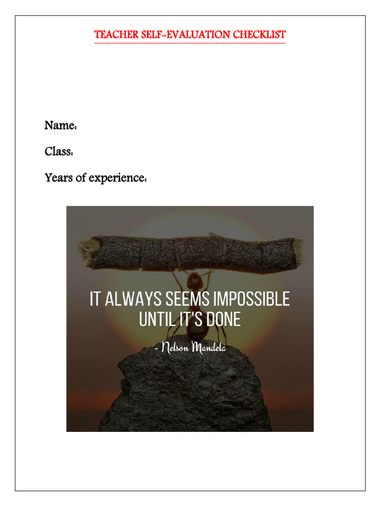 Teacher Self Evaluation T1 2024 2025 | PDF