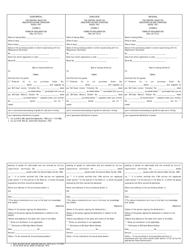 CST Form C | Government Finances | Taxes