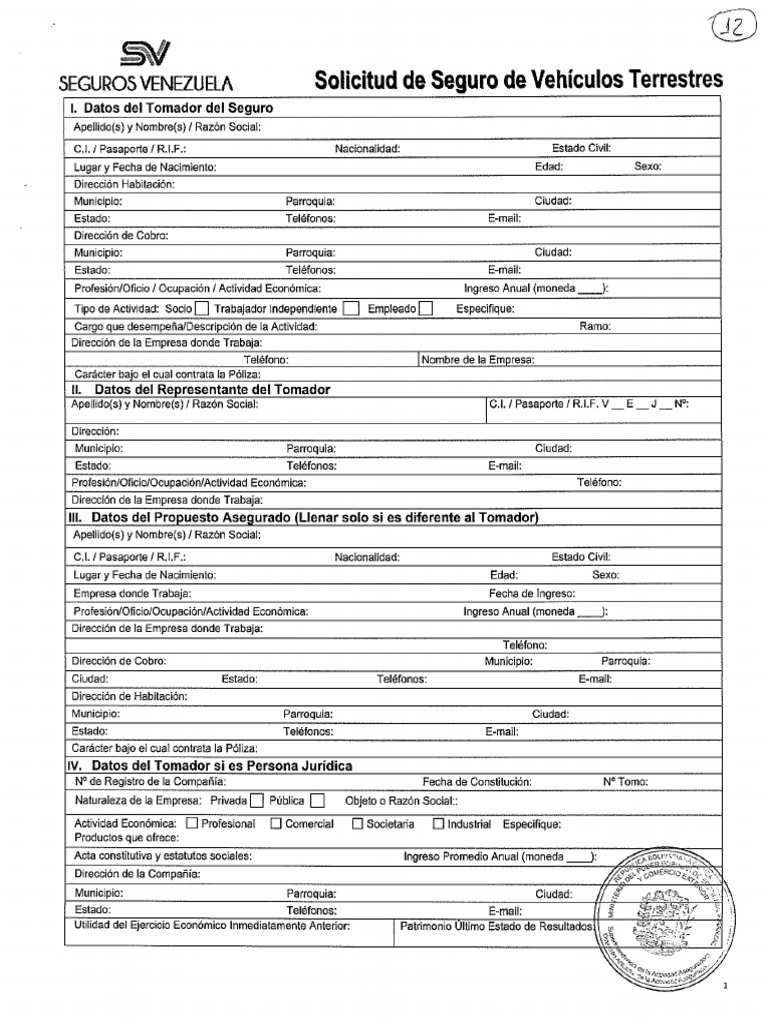 Solicitud de Seguro de Vehiculos | PDF