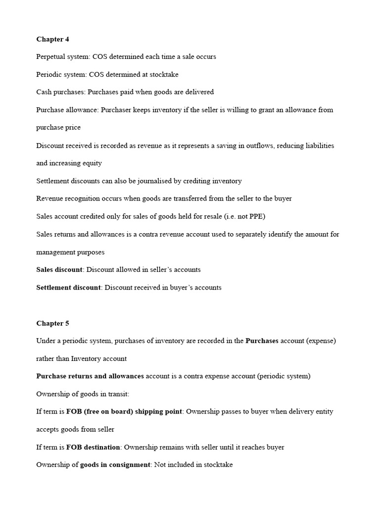 ACCT10002 WK04 ReadingNotes | PDF | Inventory | Business