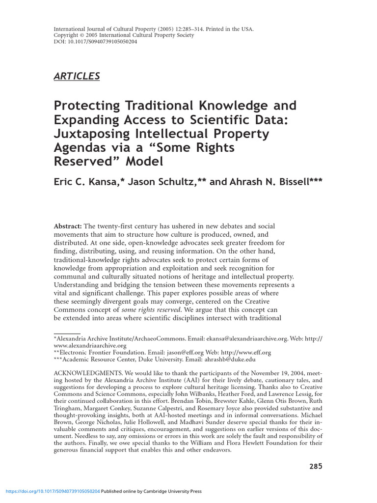 Protecting Traditional Knowledge and Expanding Access To Scientific ...