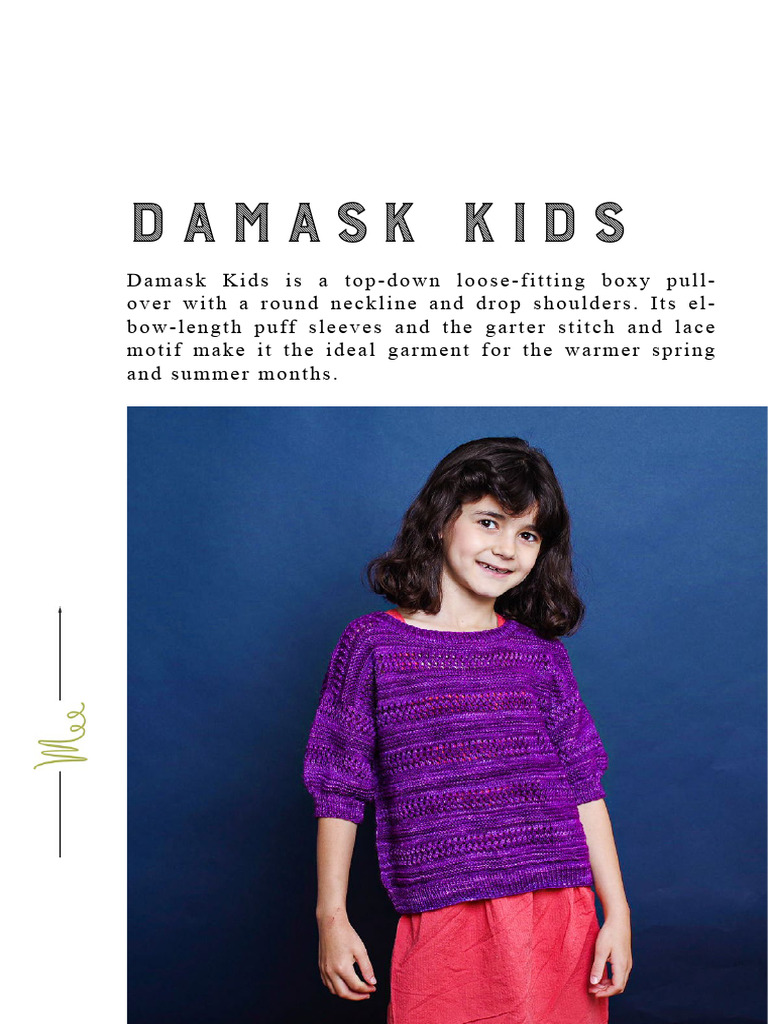 Damask Kids Knitting Pattern Guide | PDF | Knitting | Gauge (Knitting)