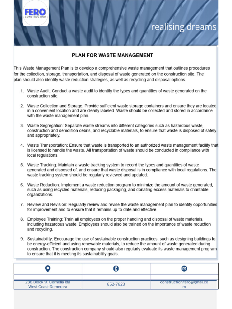 Comprehensive Waste Management Plan | PDF | Waste | Waste Management