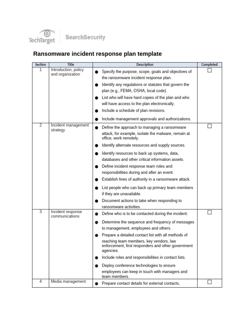 Ransomware Incident Response Plan Template | PDF | Ransomware | Malware