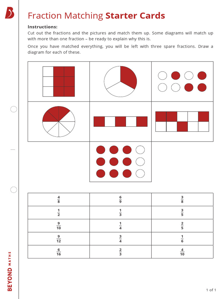 Fraction Matching Starter Cards | PDF