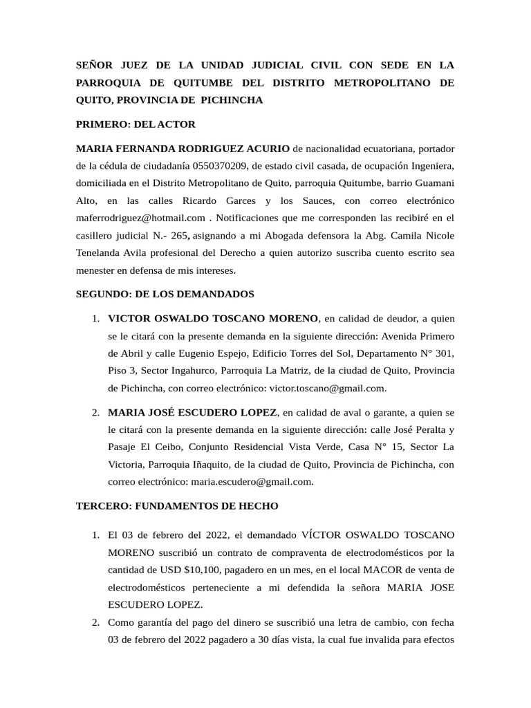 Demanda TENELANDA | PDF | Pagaré | Justicia