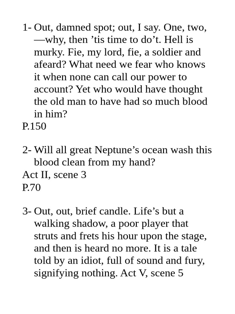 Quotations From Macbeth | PDF