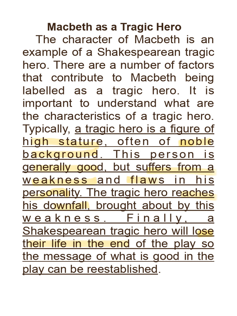 Macbeth As A Tragic Hero | PDF | Macbeth | Shakespearean Tragedies