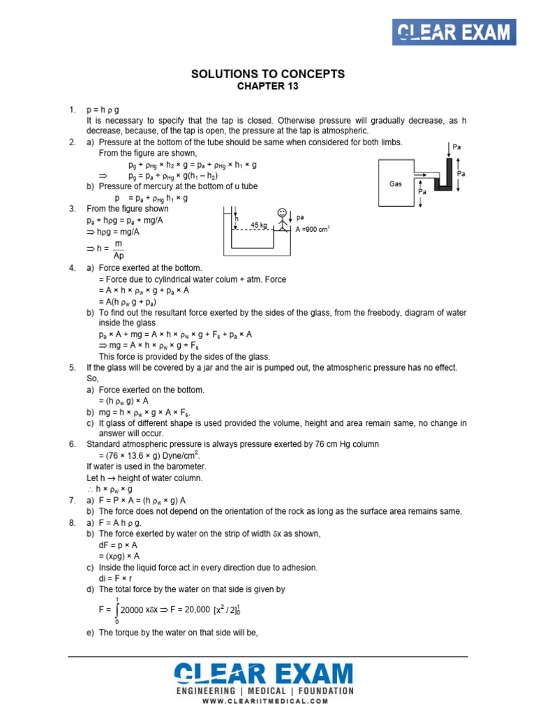 HC Verma Part 1 Chapter 13 | PDF | Pressure | Physical Phenomena