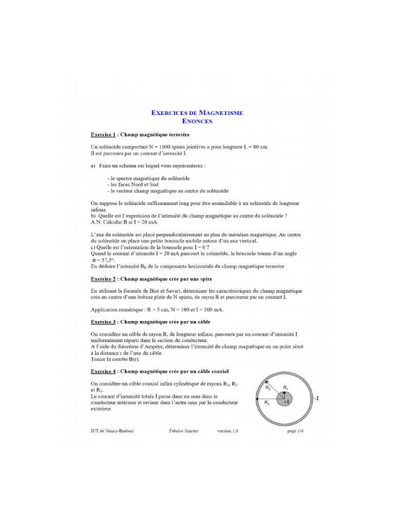 6 Exercices Corrigés de Magnétisme | PDF