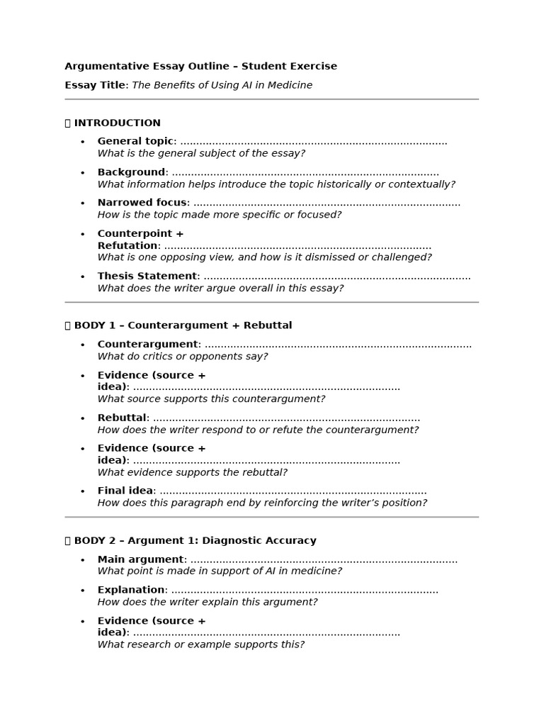 Argumentative Essay Outline Practice | PDF | Essays | Argument