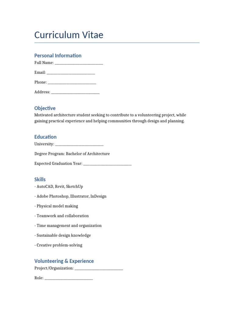Architecture Student CV | PDF