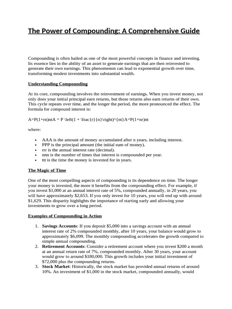 The Power of Compounding | PDF | Investing | Compound Interest