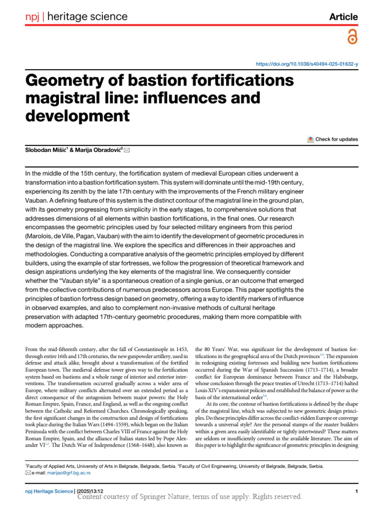 Geometry of Bastion Fortifications Magistral Line | PDF | Fortification | Geometry
