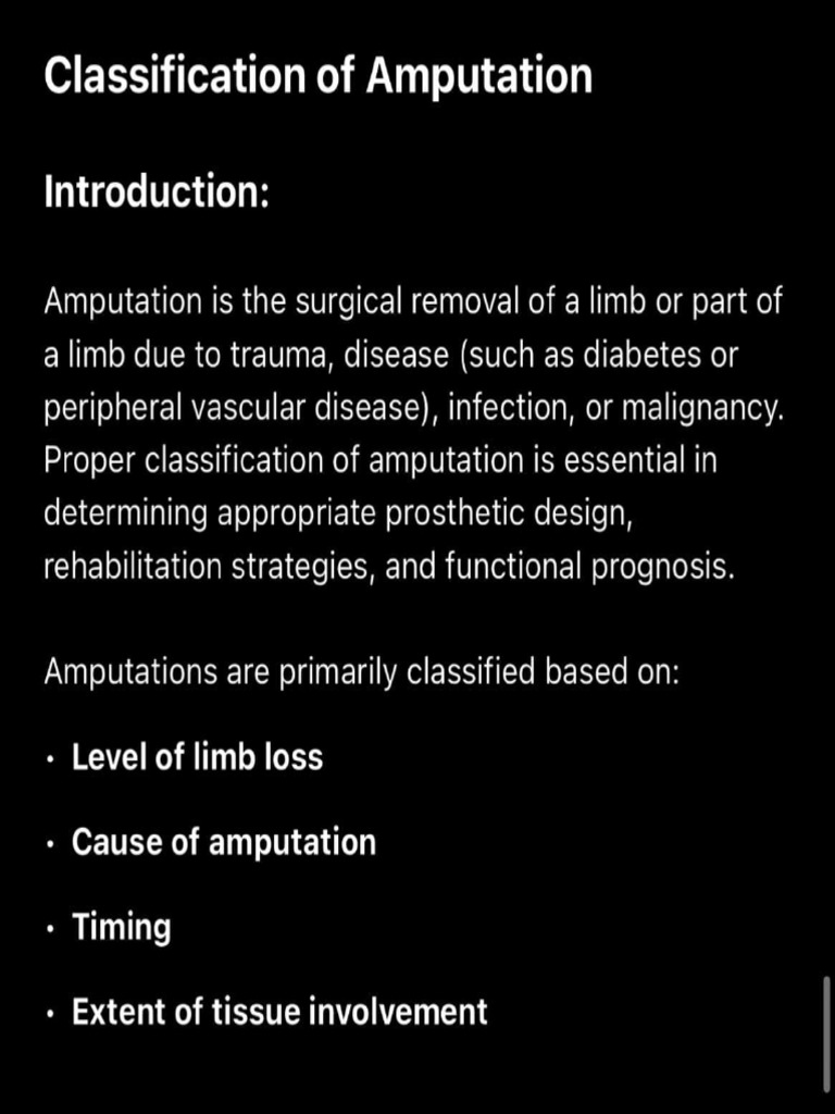 Classification of Amputation | PDF | Amputation | Prosthesis