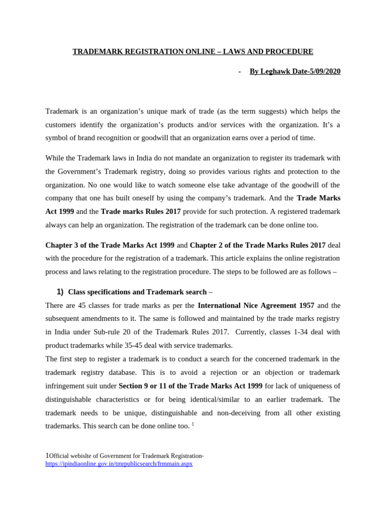 Trademark+Registration+Online+ +Laws+and+Procedure | PDF | Trademark | Justice