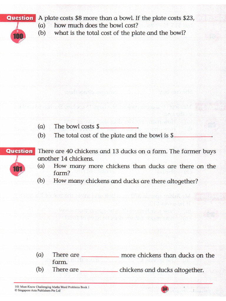 101 Challenging Math Word Problems Book 1-38 | PDF