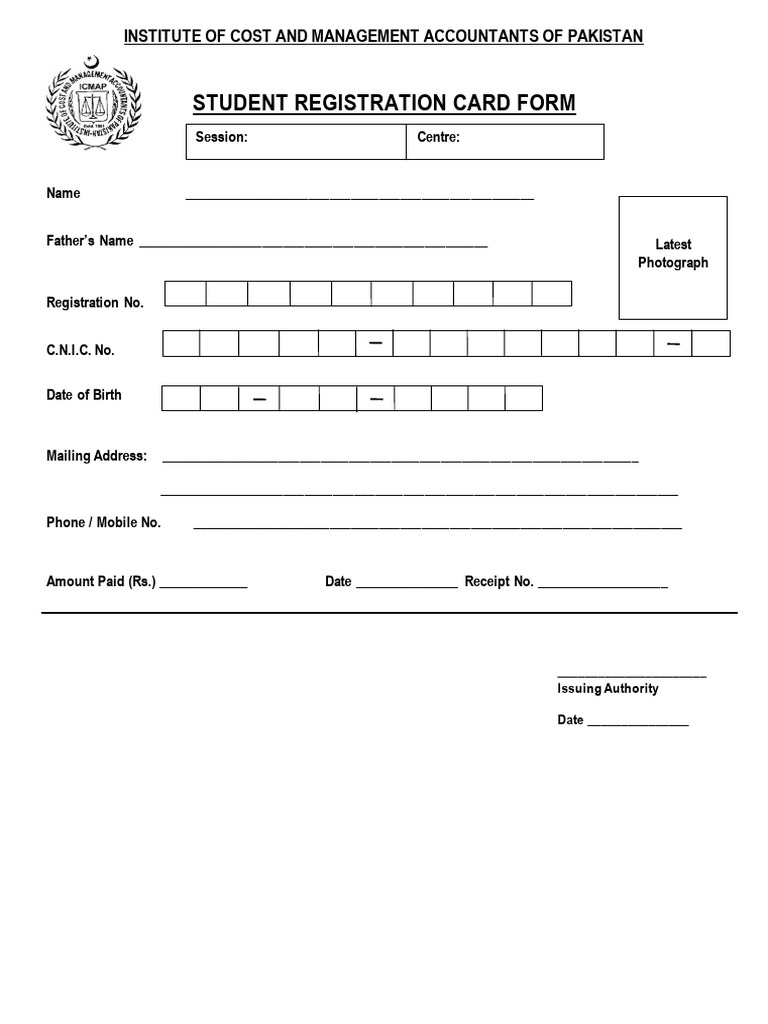 Registration & ID Card Form | PDF | Identity Document | Applications Of Cryptography