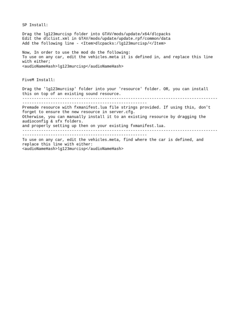 Install Instructions | PDF