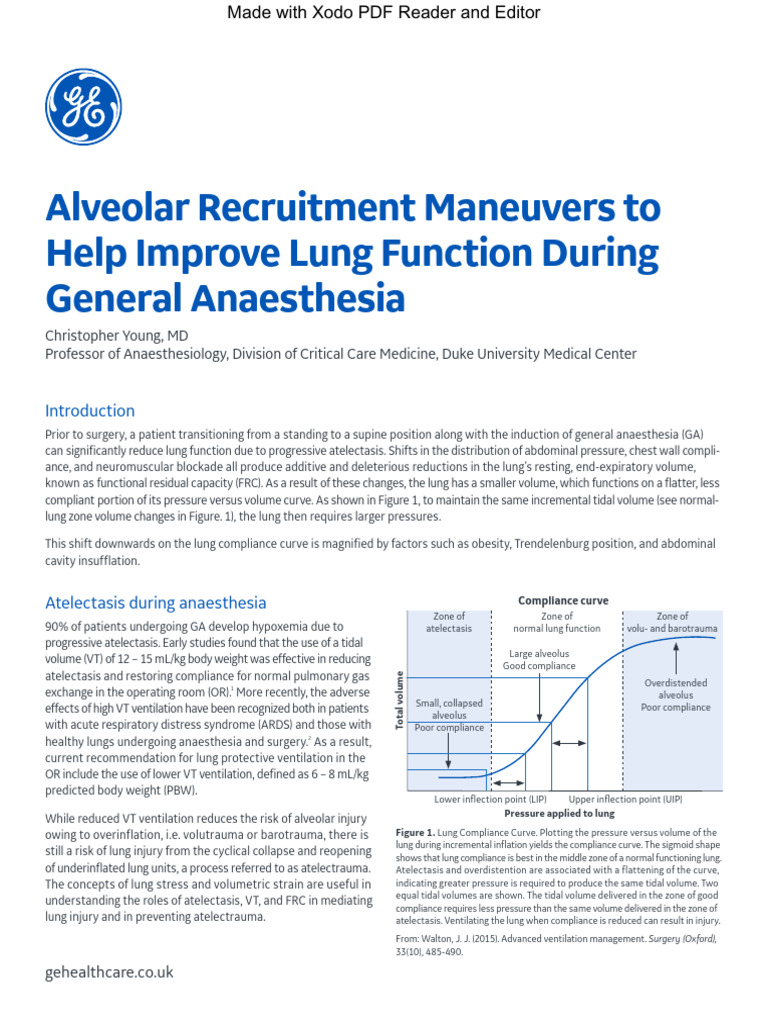 Alveolar Recruitment Maneuvers in Anesthesia | PDF | Lung | Breathing