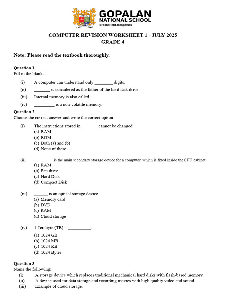 COMPUTERG4REVISIONWORKSHEETFORUT1docx Y45yxopnxkcq3x | PDF | Computer ...