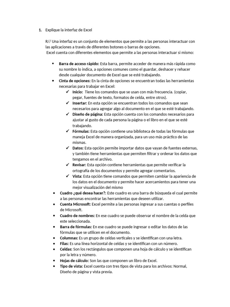 Interfaz y Comandos de Excel Explicados | PDF | Microsoft Excel | Hoja ...