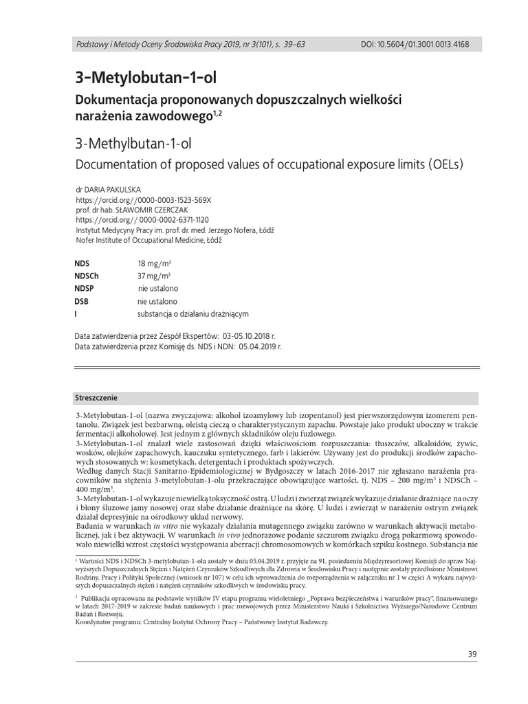 3 Metylobutan 1 Ol Dokumentacja Pro | PDF