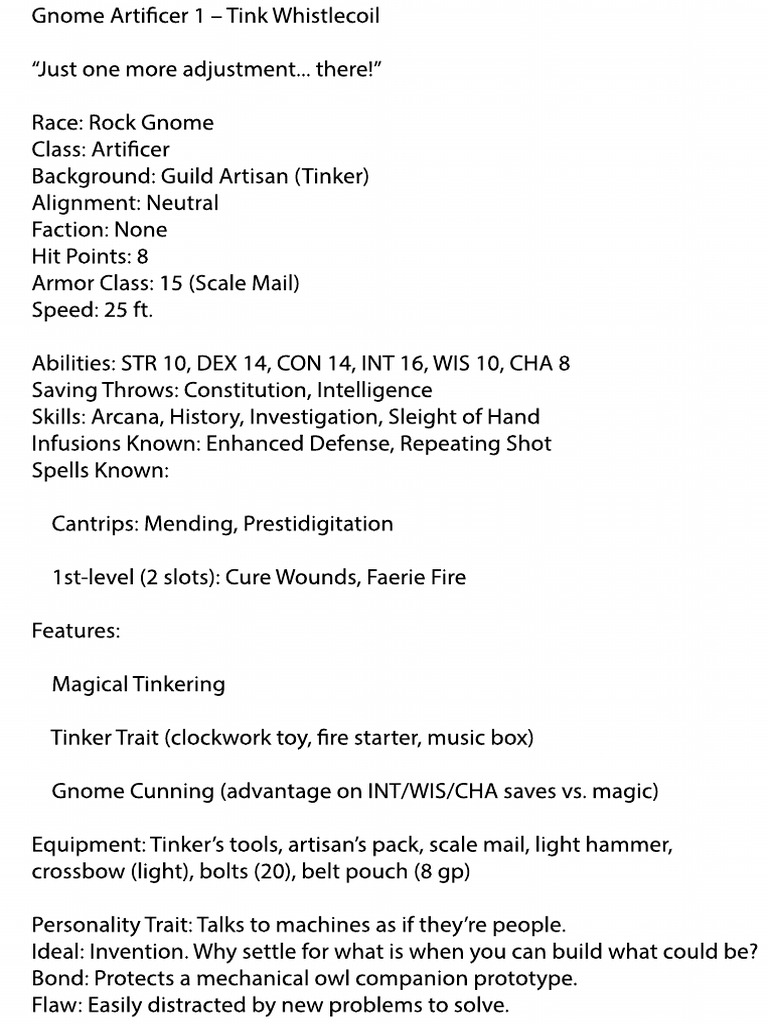 Gnome Artificer 1 – Tink Whistlecoil | PDF