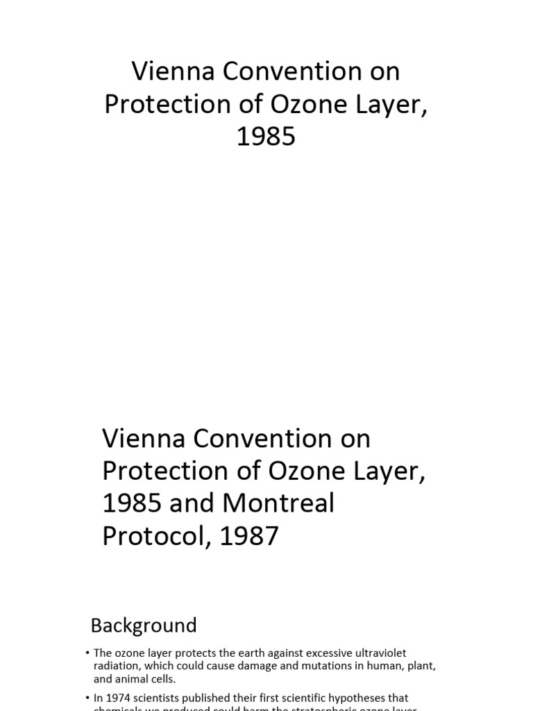 Vienna Convention On Protection of Ozone Layer 1985 | PDF | Ozone Depletion | Chlorofluorocarbon