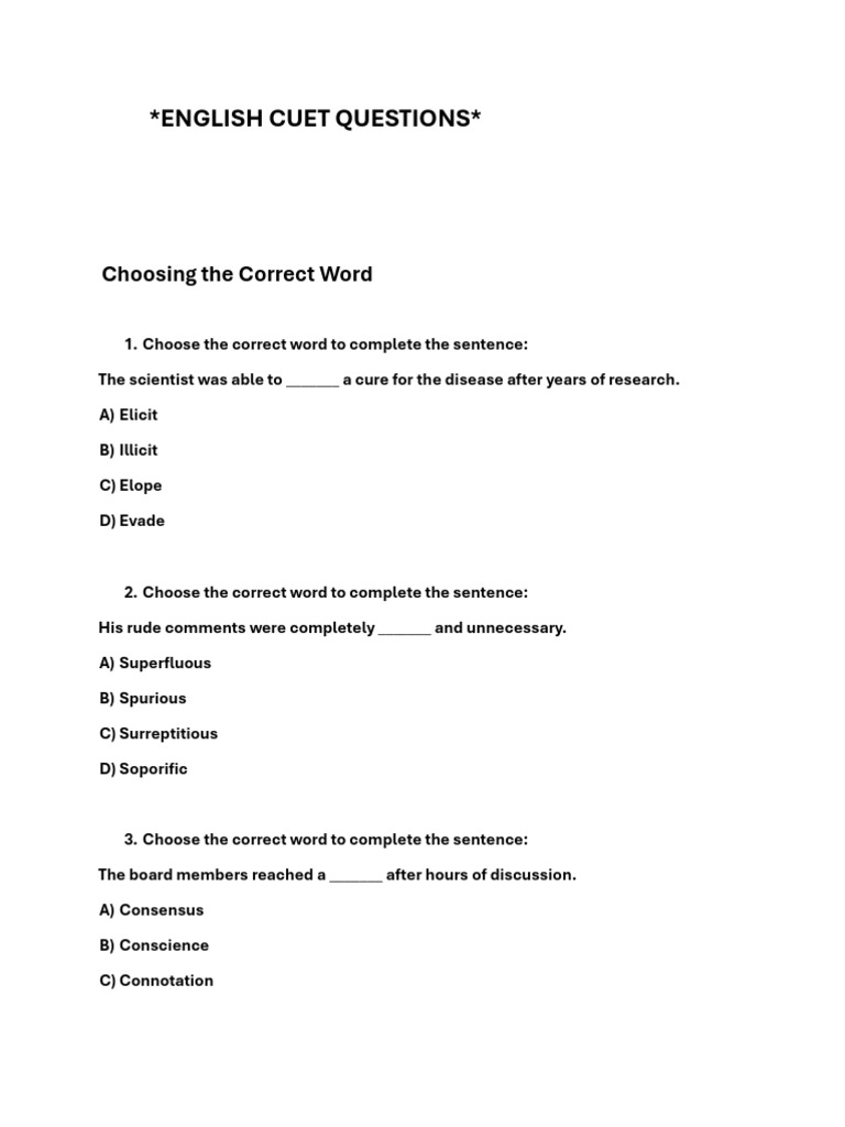 Choose The Correct Word | PDF
