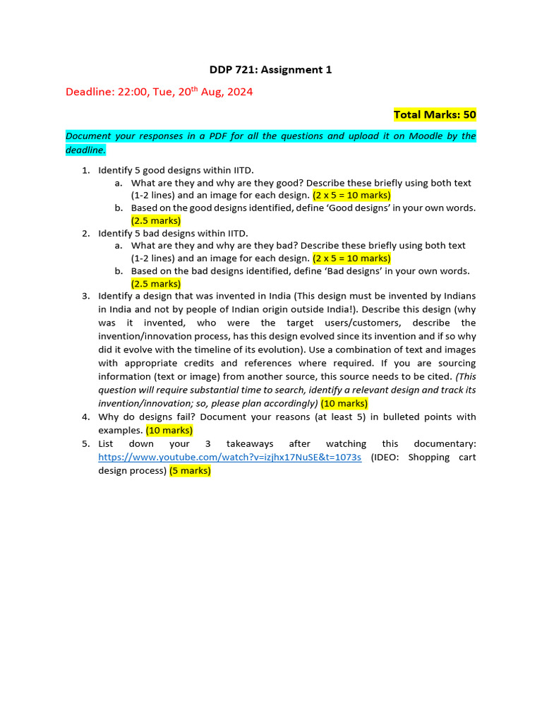 IITD Design Analysis Assignment Guide | PDF