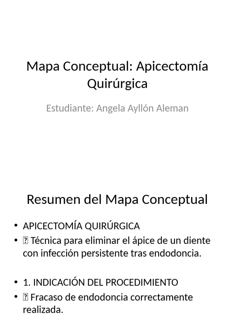 Mapa Conceptual Apicectomia Angela Ayllon | PDF