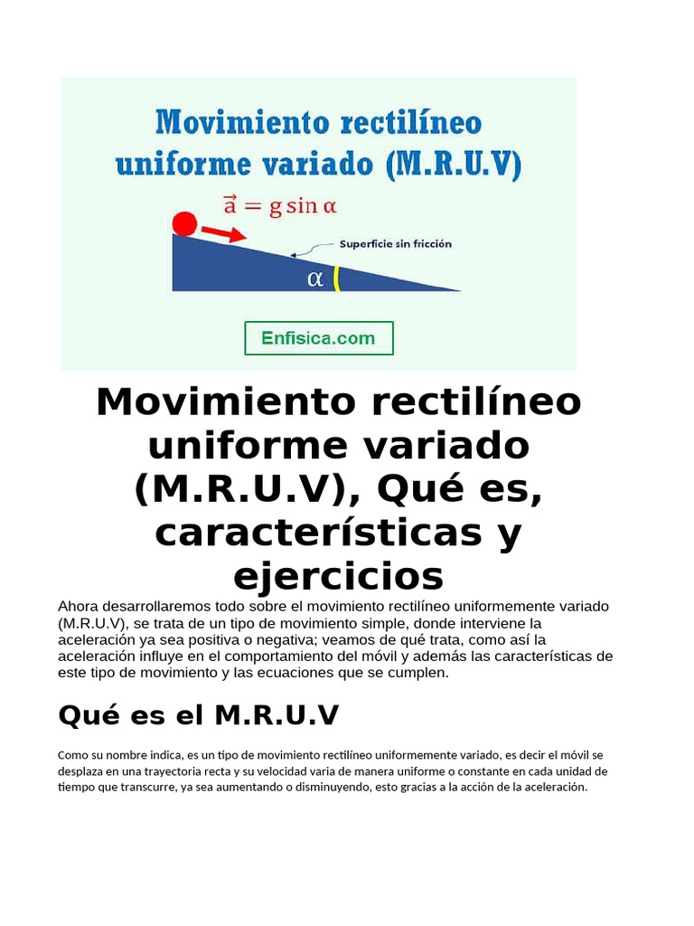 Movimiento Rectilíneo Uniforme Variad1 | PDF | Velocidad | Aceleración