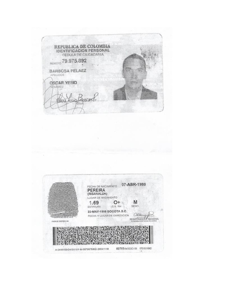 Cedula Oscar Yesid | PDF