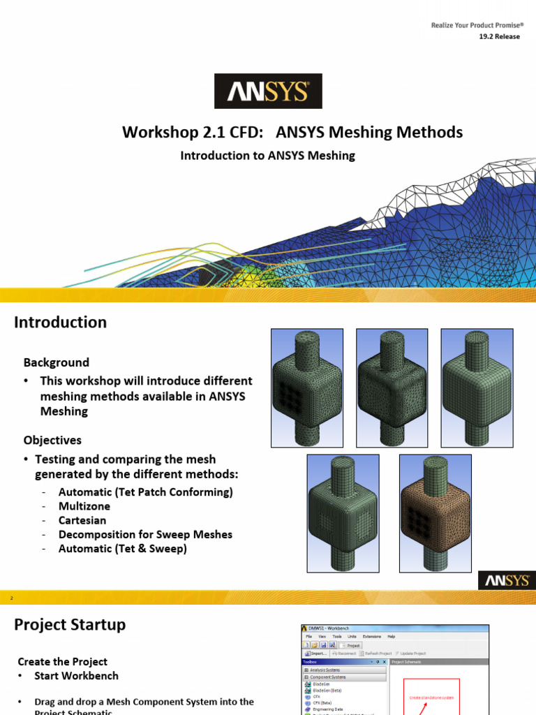 Mesh Intro 19.2 WS2.1 CFD Workshop Instructions ANSYS Meshing Methods | PDF | Tetrahedron ...