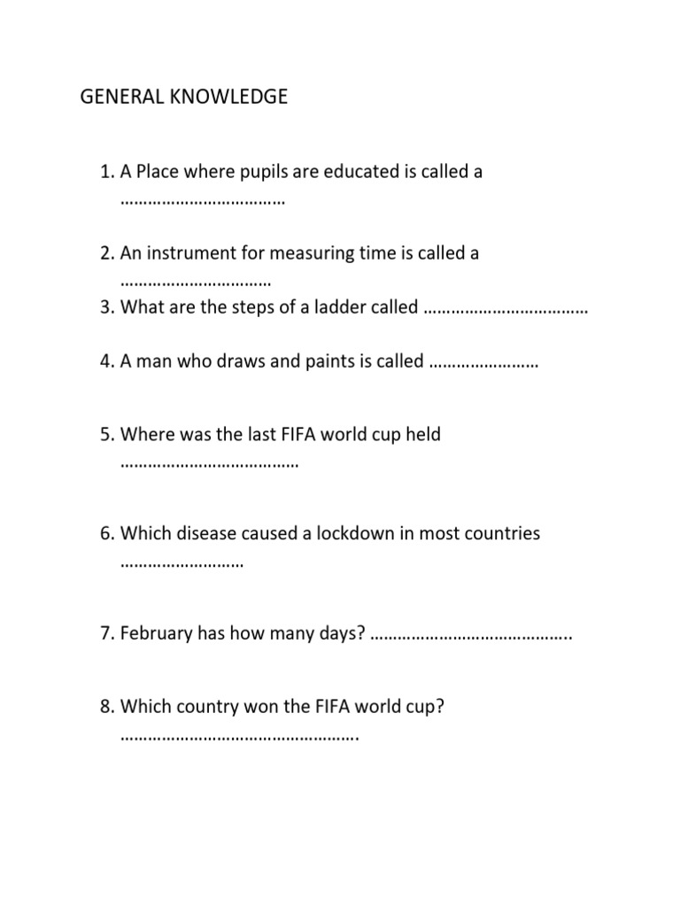 General Knowledge Grade 3 | PDF