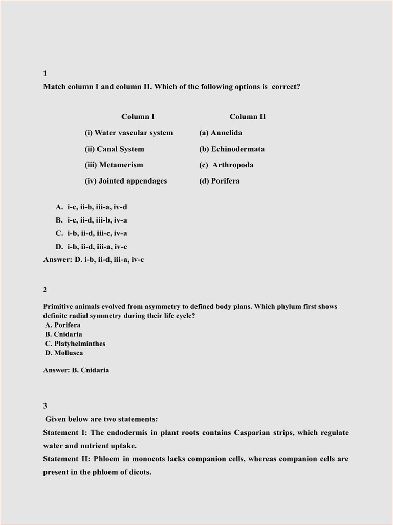 50 Most IMP Questions - Biology | PDF