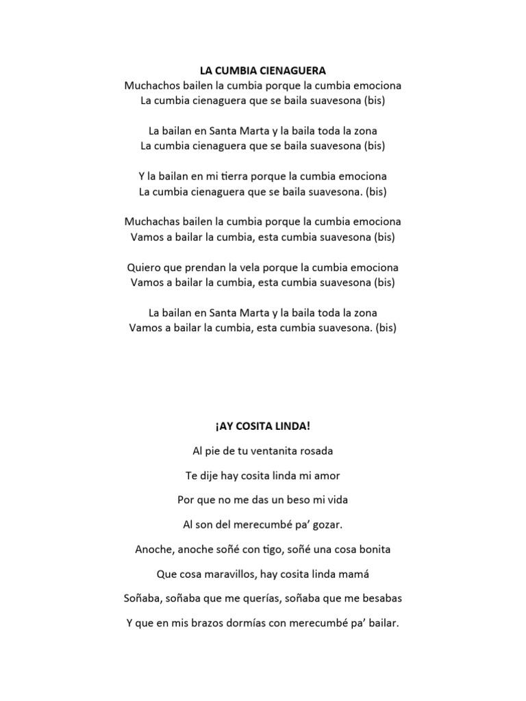 Letras Cumbias | PDF
