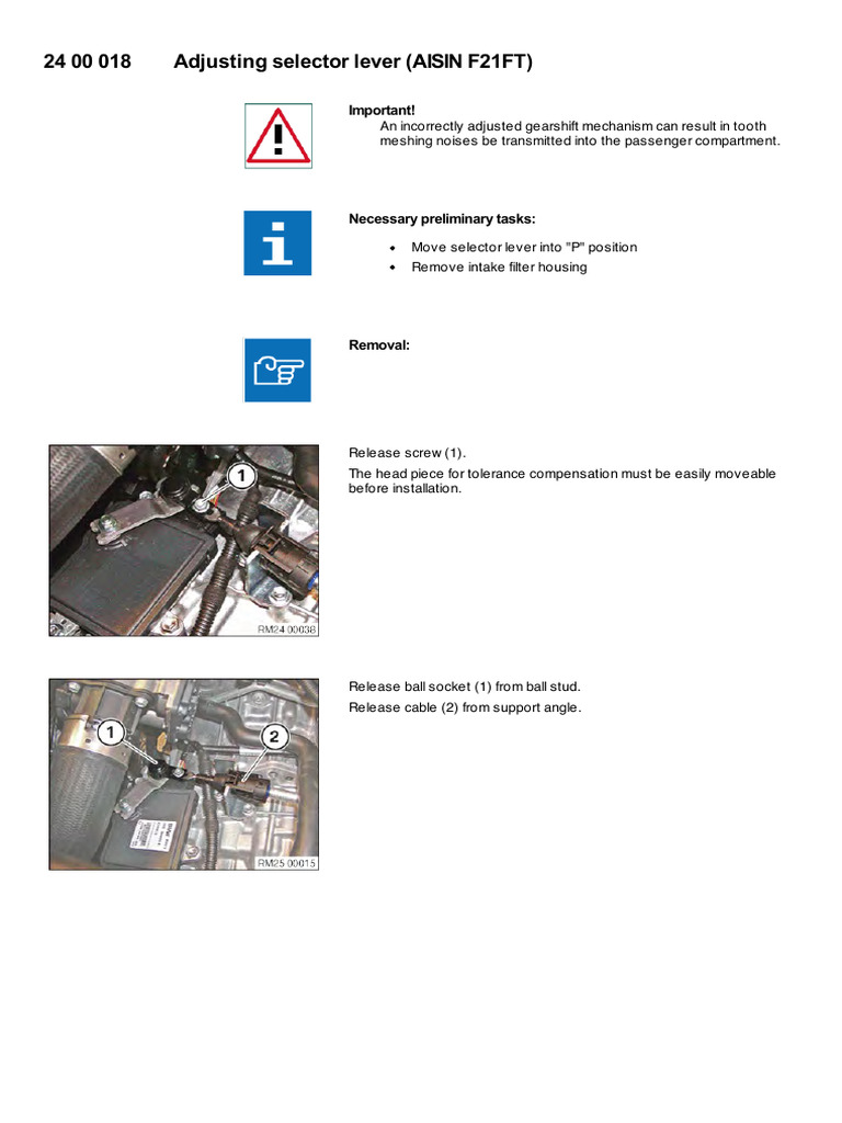 AISIN F21FT Transmission Adjustment Guide | PDF | Automatic ...