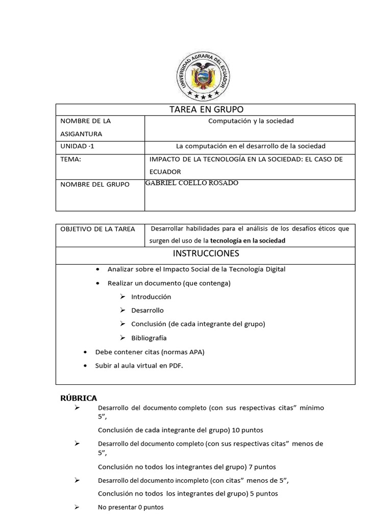U1 s3 Tarea 1 - Impacto - de La Tecnología en La Sociedad. | PDF | Internet | Ecuador