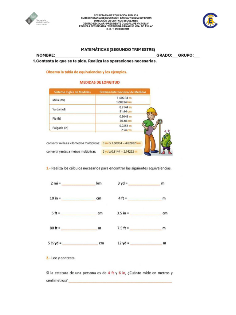 Compendio de Ejercicios Segundo Grado | PDF | Escuelas | Educación Secundaria