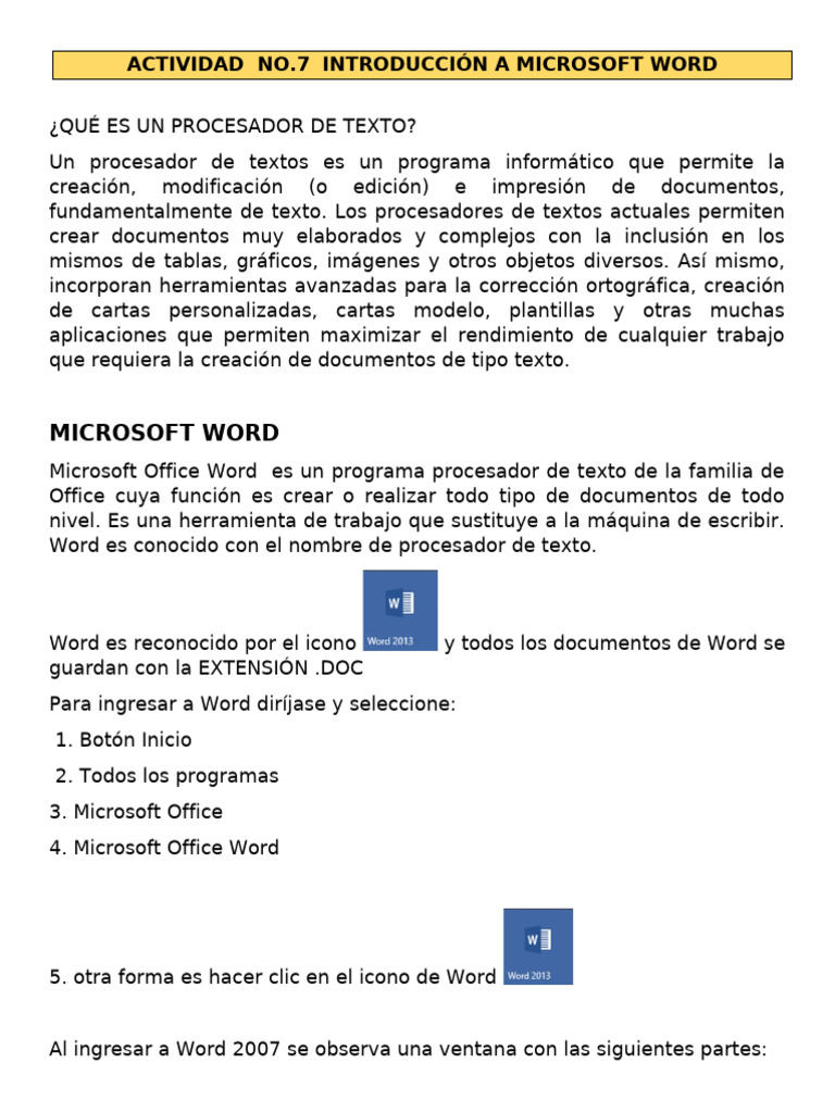 Introducción a Microsoft Word 2007 | PDF | Microsoft Word | Botón ...