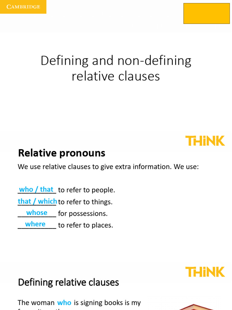 2 Defining and Non Defining Relative Clauses | PDF
