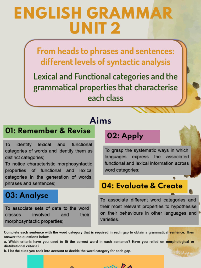 Lexical and Functional Categories in Grammar | PDF | Grammatical Number ...