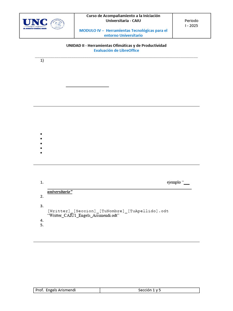 Practica Evaluada LibreOffice CAIU1-CAIU5 | PDF | Hoja de cálculo
