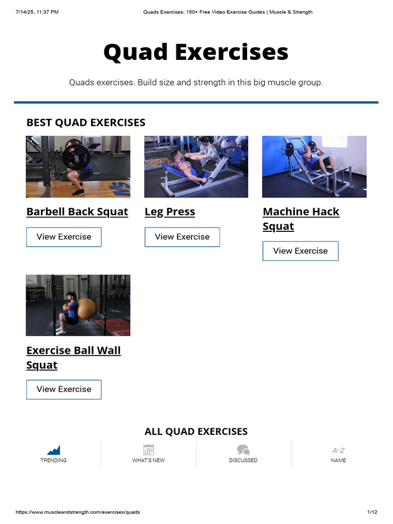 Quads Exercises - 150+ Free Video Exercise Guides - Muscle & Strength 1 ...