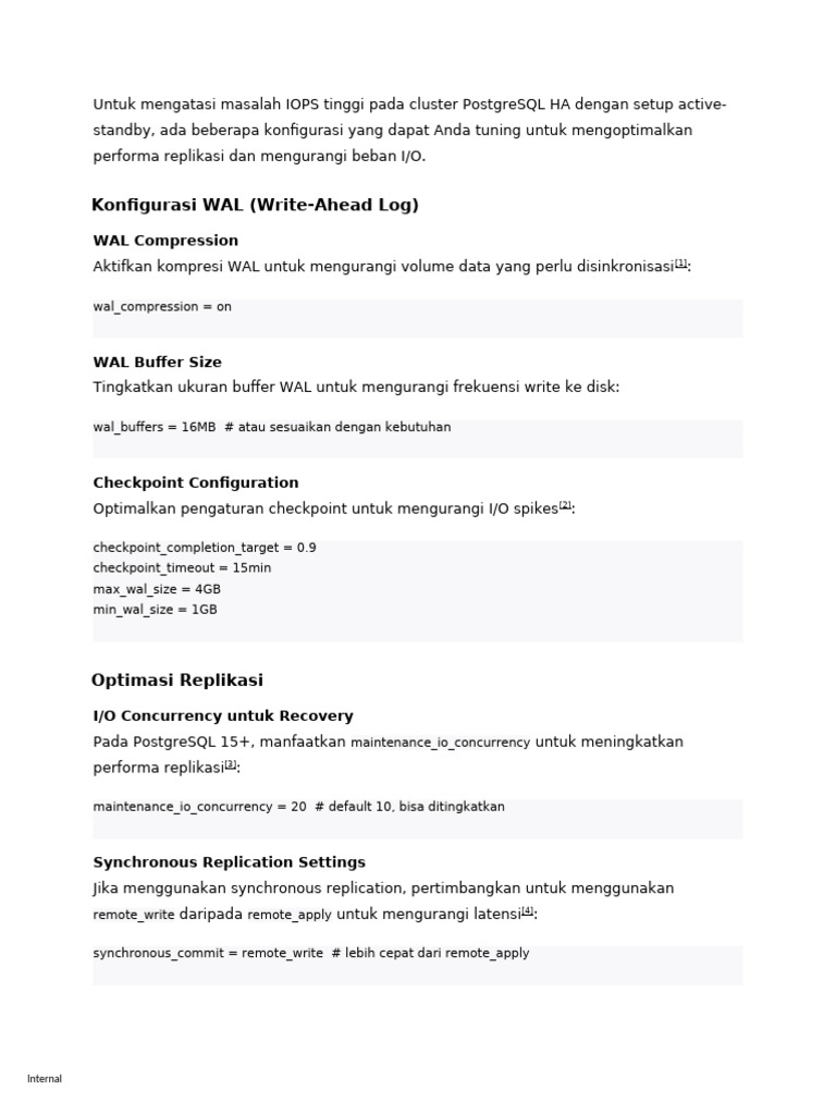 Optime IOPS Untuk Postgres HA | PDF