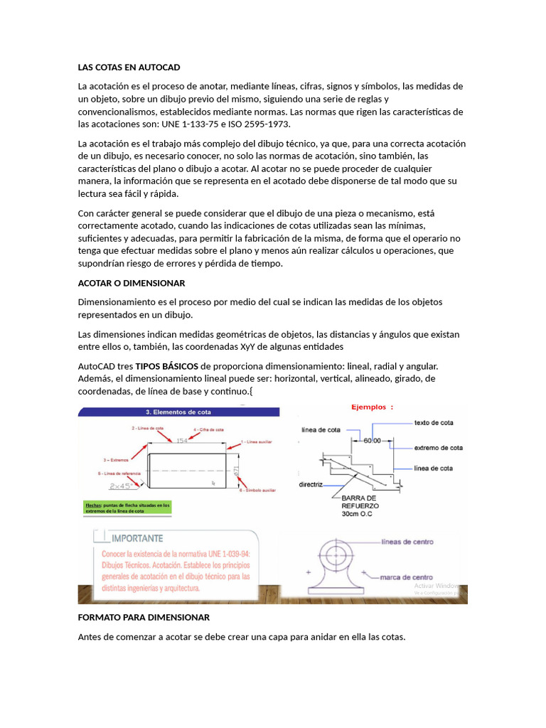 Cotas y Acotación en AutoCAD | PDF | Dibujo | Curva